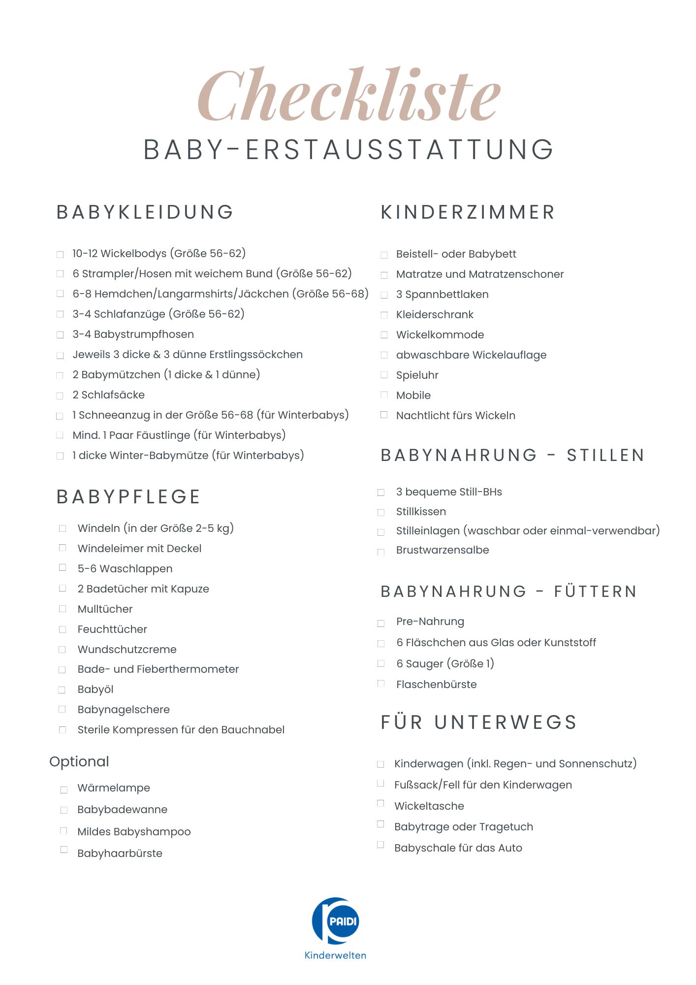 Baby-Erstausstattung: eine Checkliste | PAIDIs World ♥